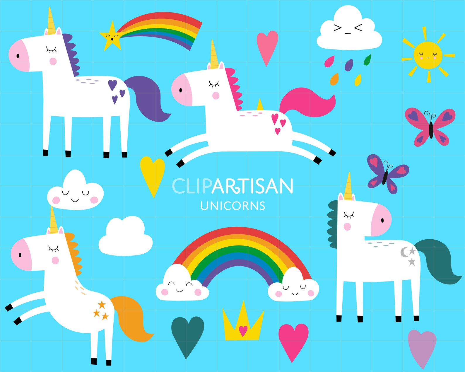 Unicorn Clipart / Pretty Unicorns Clip Art - Etsy UK