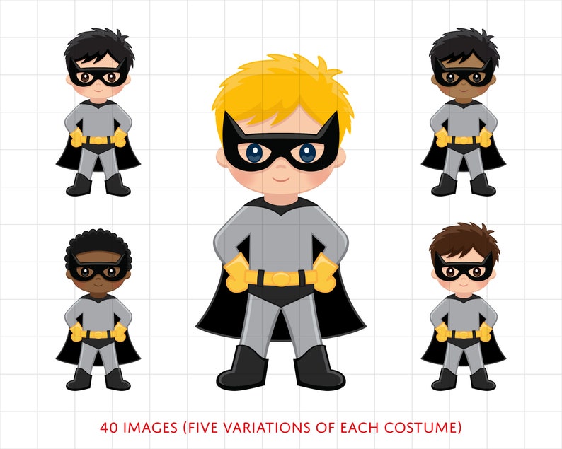 Superhero Kids Costumes, Super Kids Graphics, Super Boy Clipart, Super ...