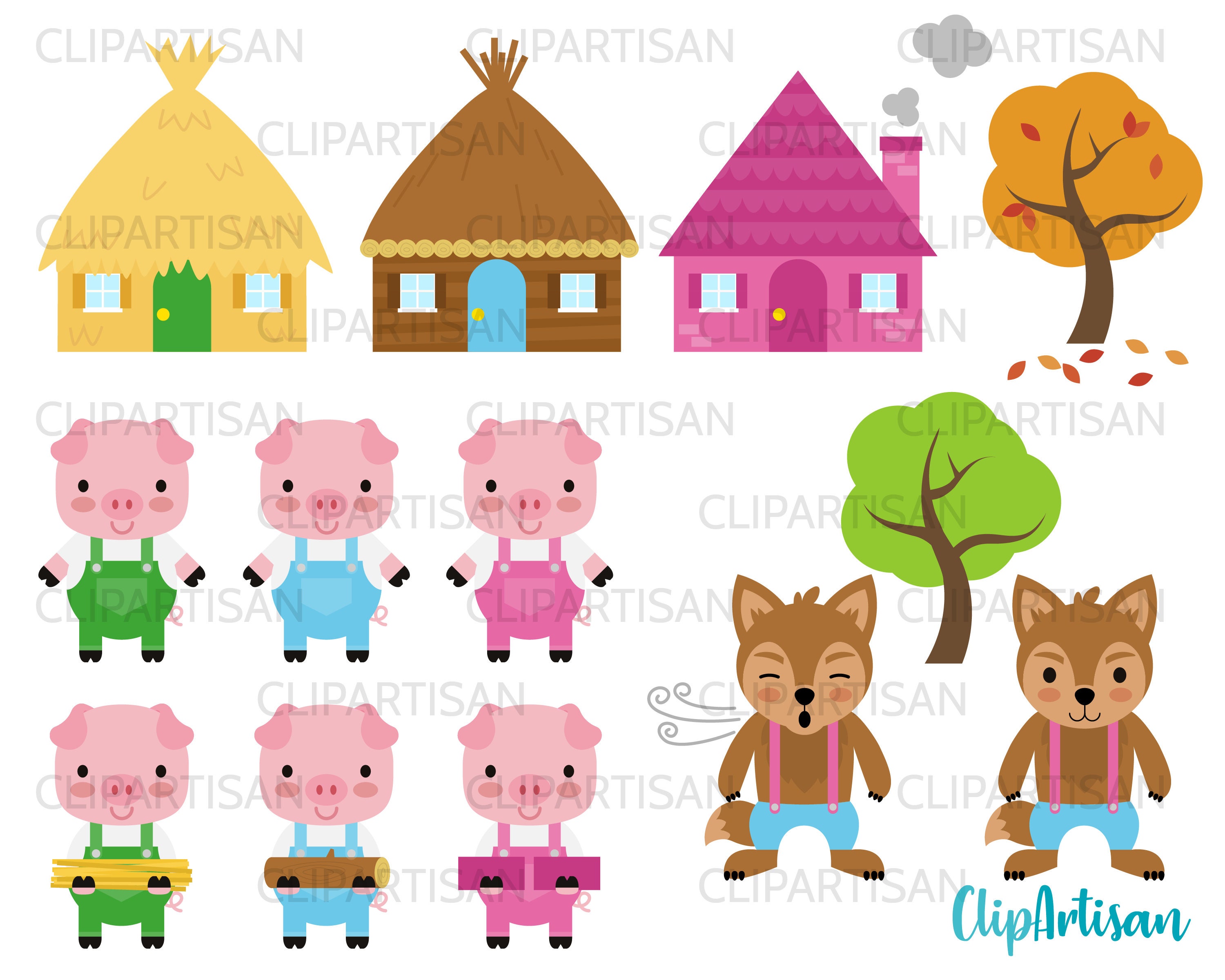 Big Bad Wolf Three Little Pigs Clip Art