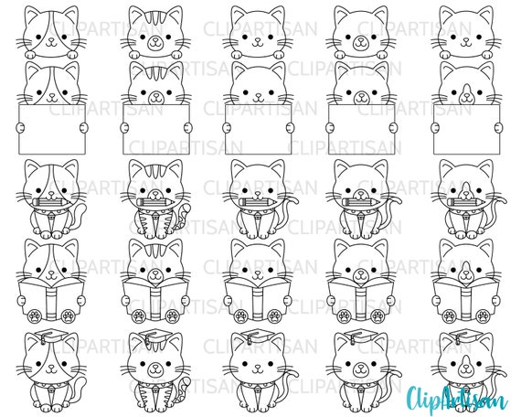 Kittens Clipart Cute Kitty Cats Kitties Pets Graphics Digital | Etsy