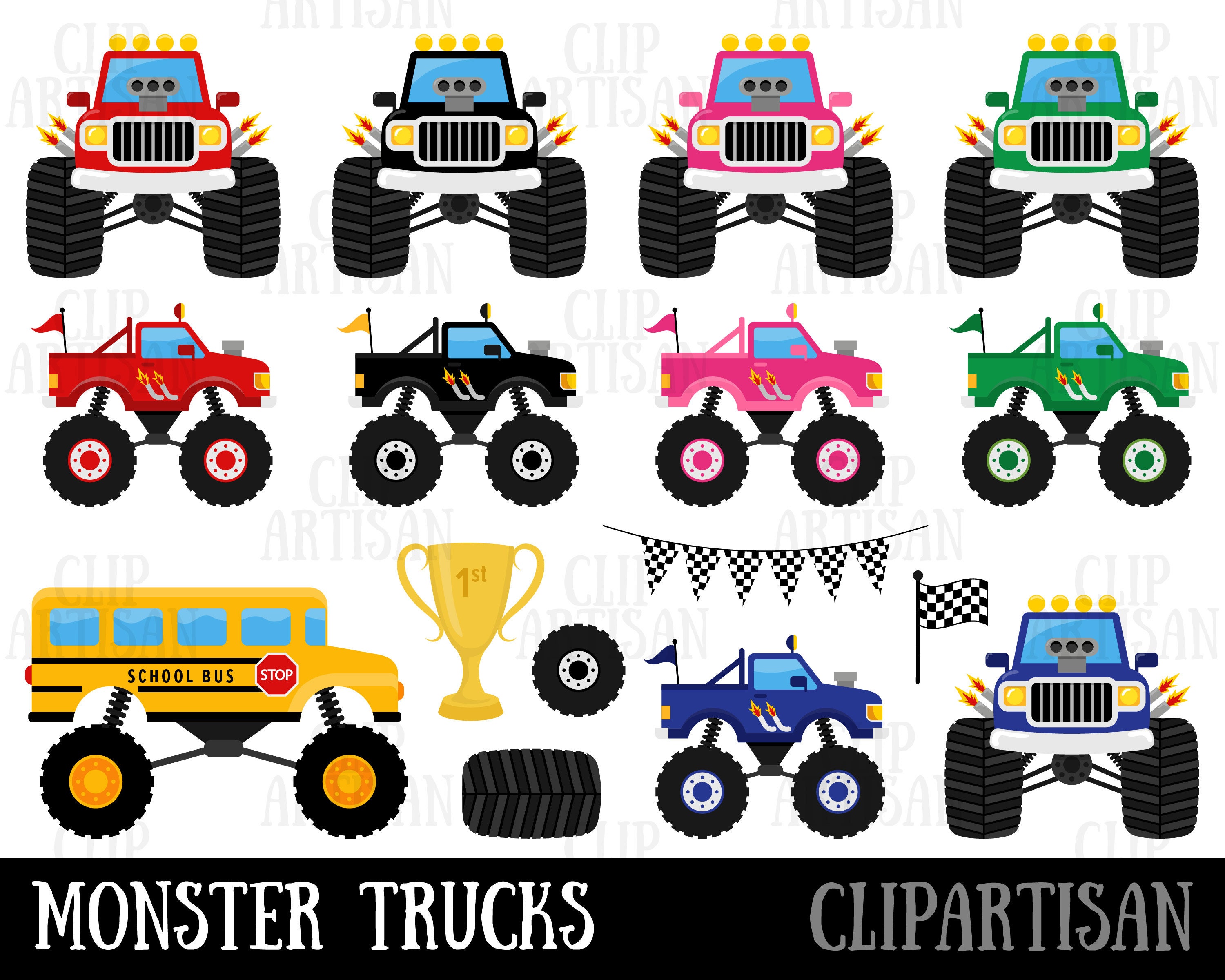 Monster Truck Clipart Rally Trucks Racing Digital Images - Etsy España
