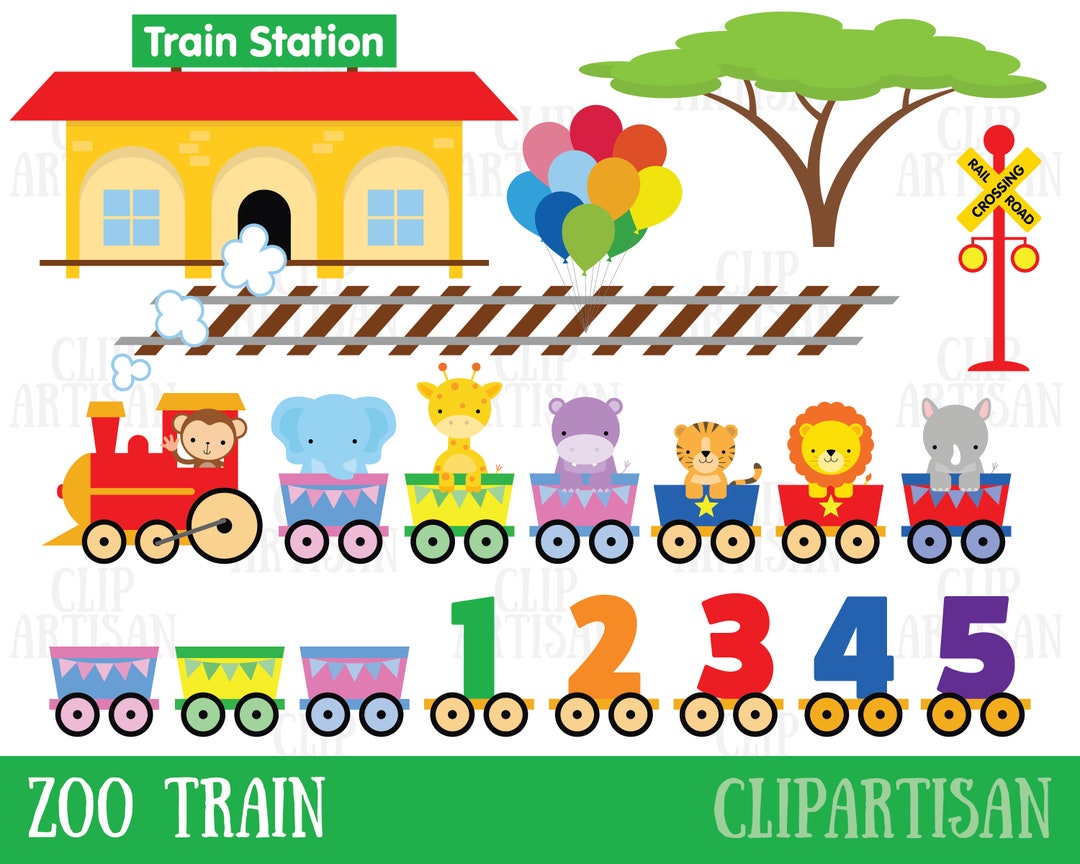 Zoo Train Clipart / Animal Train Clipart / Zoo Clipart / Baby Shower ...