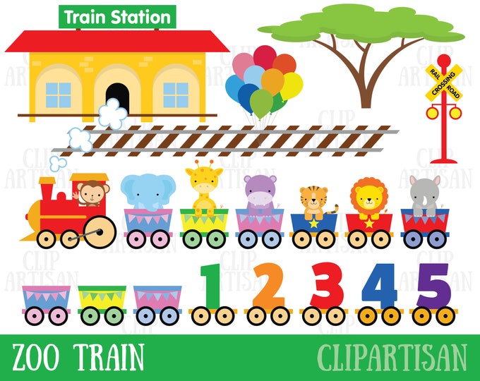Wild Animals Train Digital Clipart - Etsy Canada