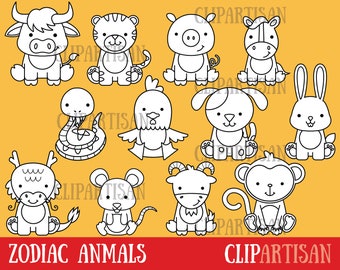 Chinese Zodiac Animals Clipart Chinese New Year Clip Art | Etsy UK