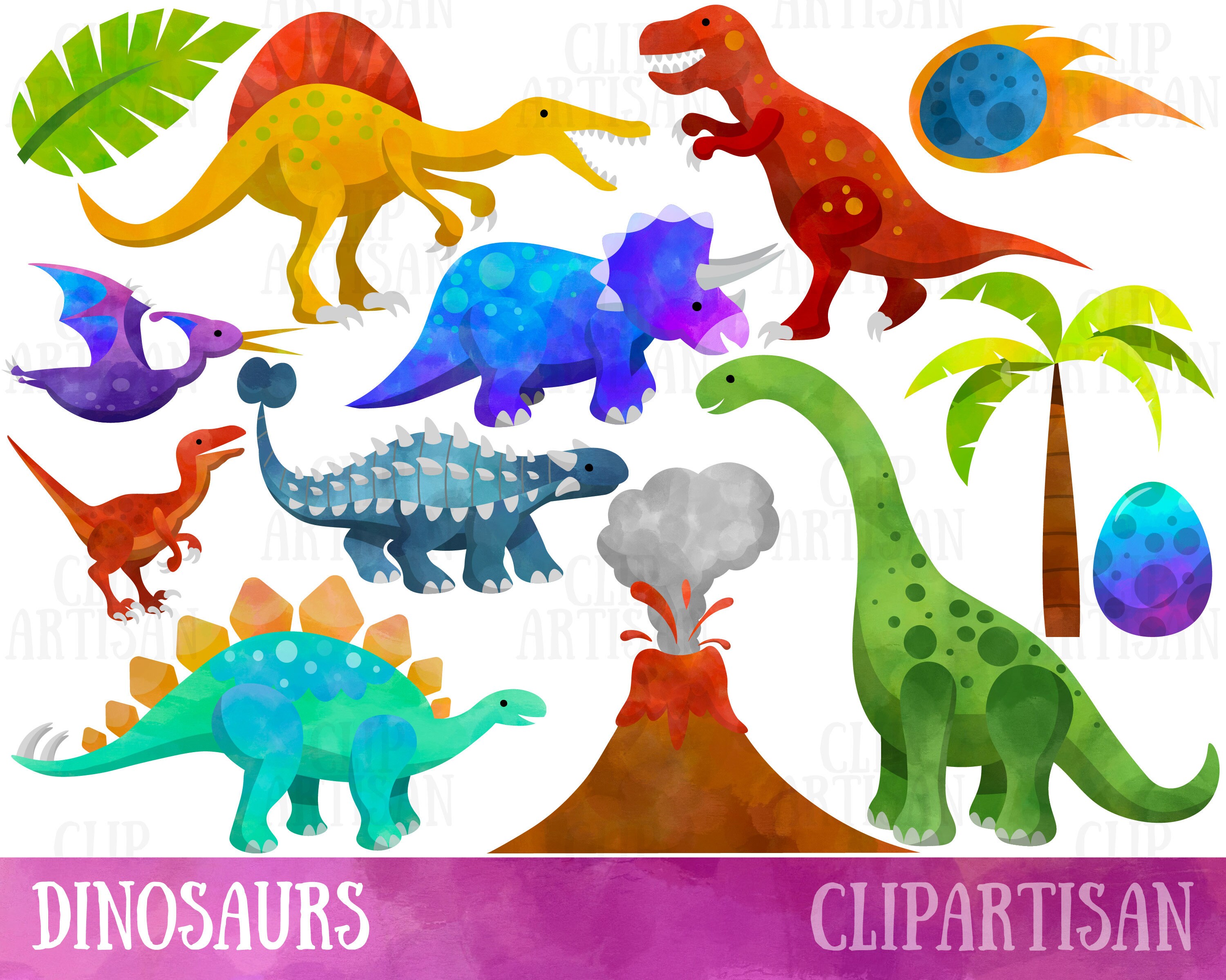 Craft Supplies & Tools Clip Art & Image Files Dinosaur Clip art Clipart ...