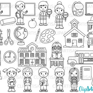 Back to School Clipart, Digital Stamp, First Day of School, PNG, SVG - Etsy