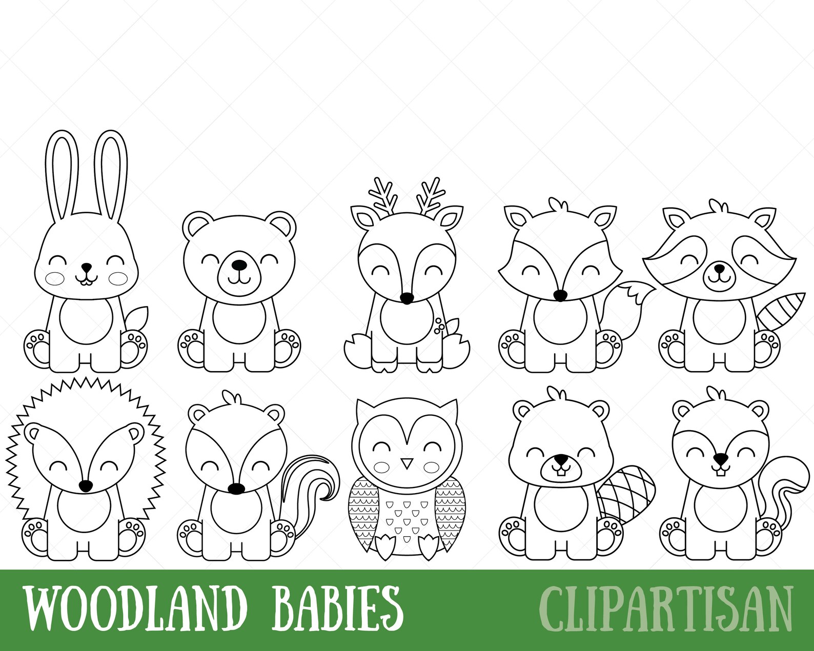 Woodland Animals Digital Stamps Baby Animal Digital Stamp - Etsy UK