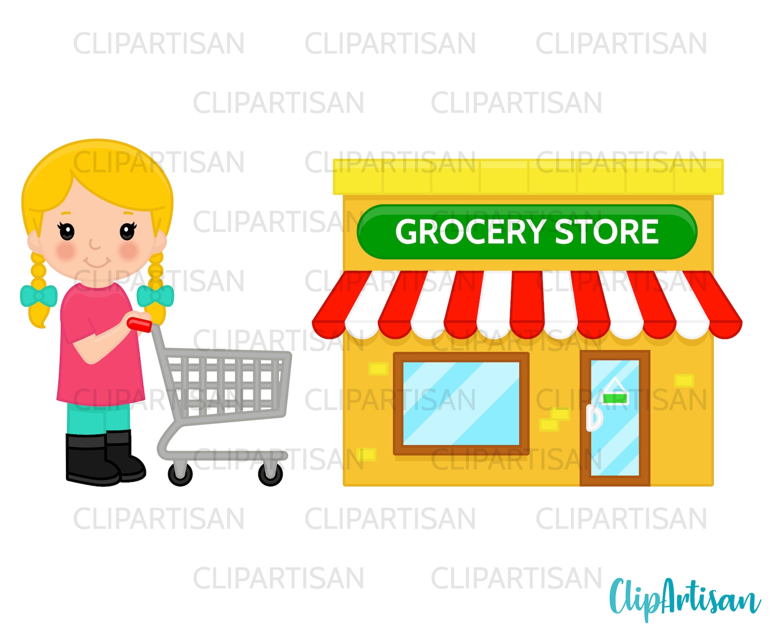 Grocery Store Clip Art Groceries Shopping Shopping Cart - Etsy