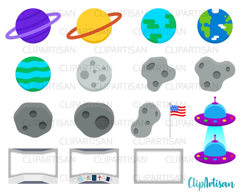 Space Background Scenes Clip Art Planets Clip Art Astronaut - Etsy