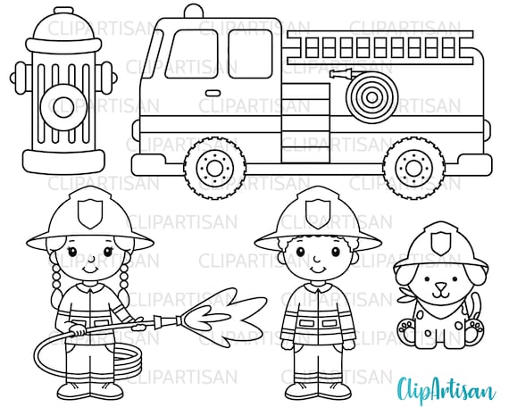 Firefighter Equipment Clipart Black And White School