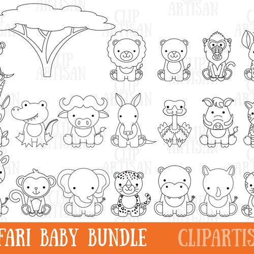 Safari Baby Animals Clipart / Jungle Animals Clipart / Zoo - Etsy