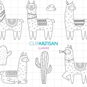 Llama Clipart, Alpaca Printable, Pretty Llamas and Alpacas | Digital ...