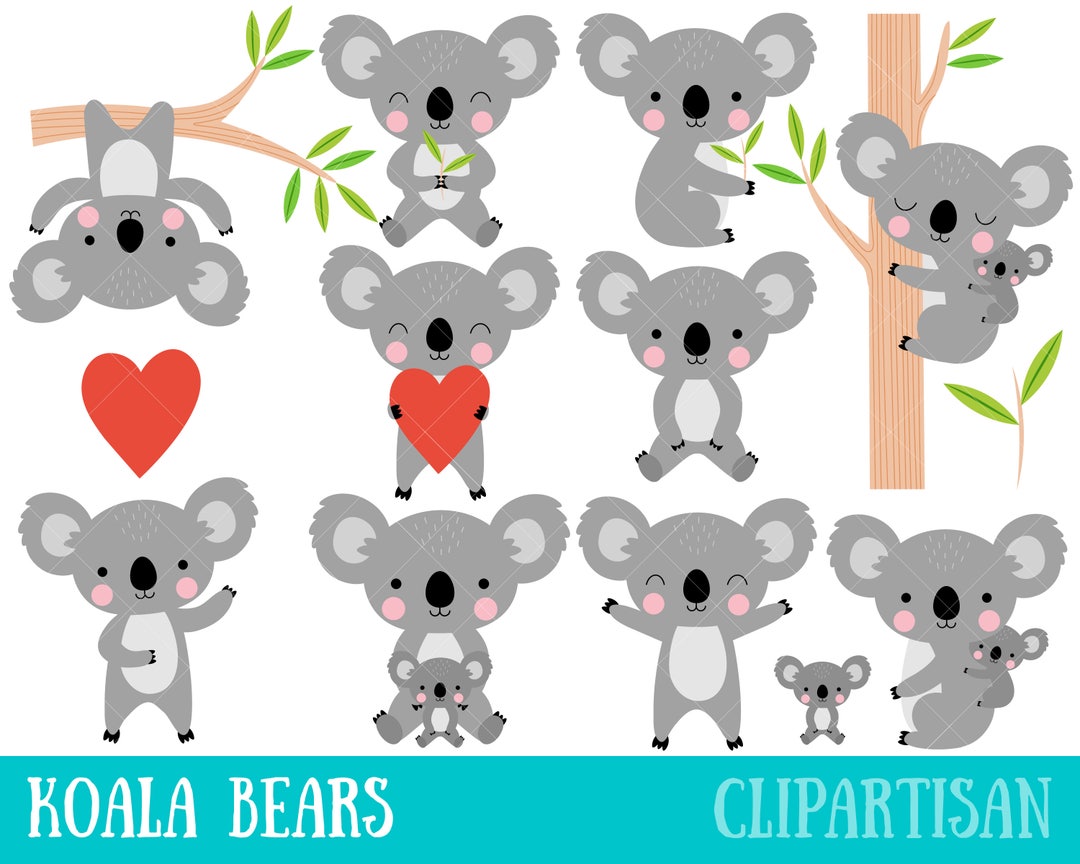 Koala Clipart | Koalas Clip Art | Cute Koala Bears Printable - Etsy
