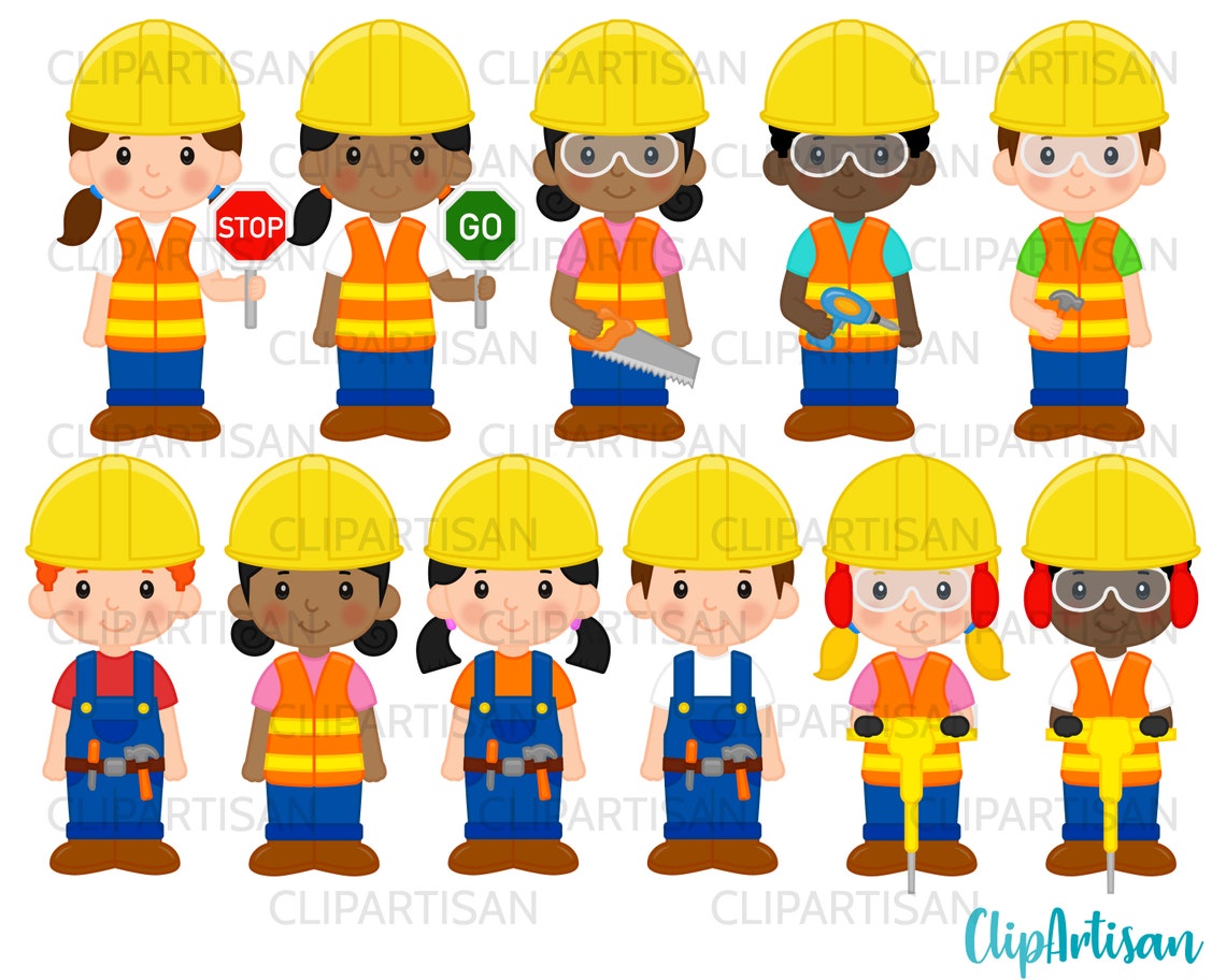 Construction Kids Clipart, Construction Boys, Construction Girls ...