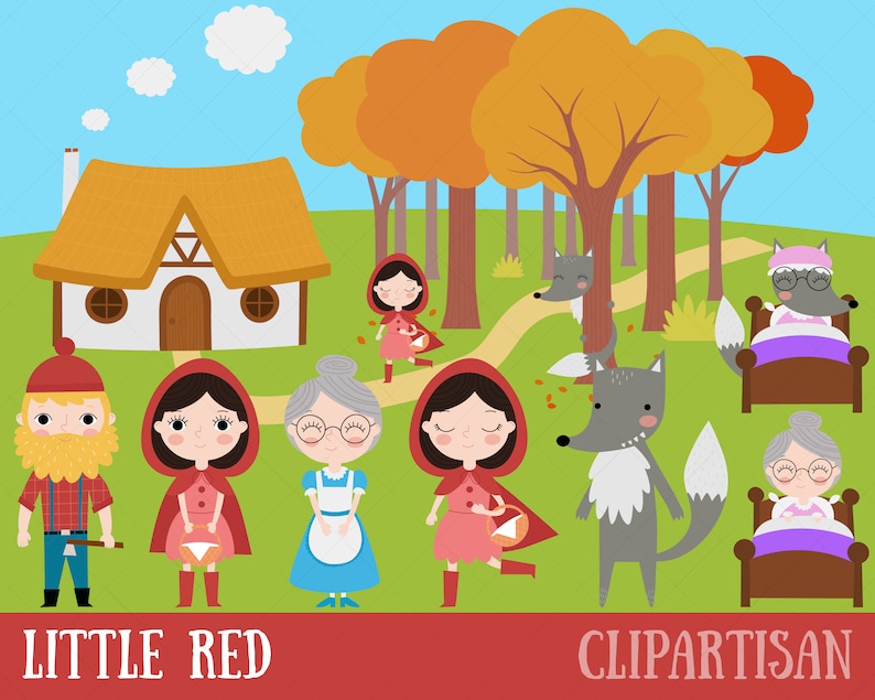 Little Red Riding Hood Clipart / Fairytale Clip Art - Etsy UK