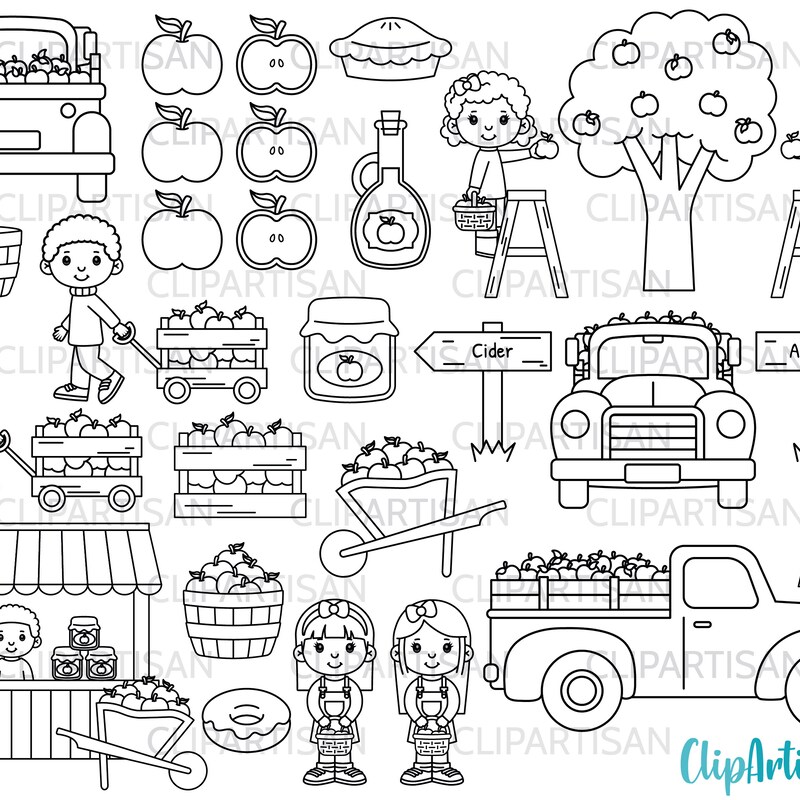 Apple Picking Clip Art - Etsy
