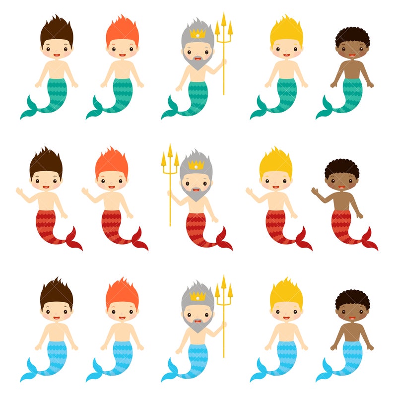 Mermaid Merman Clipart Mermen Clip Art | Etsy