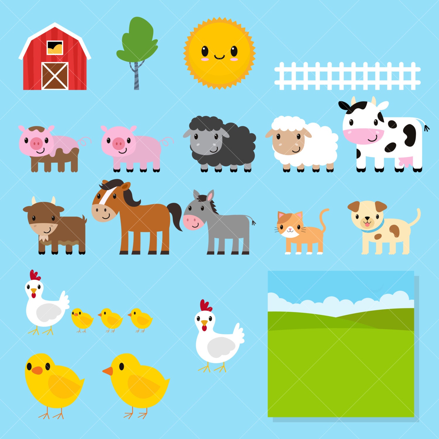 Farm Animals Clipart / Farm Clip Art / Barnyard Animals - Etsy