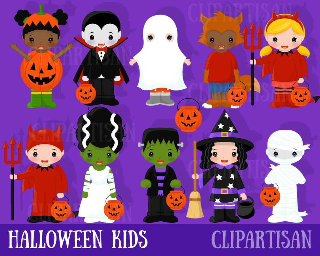 Halloween Kids Costume Clipart, Trick or Treat Graphics, Frankenstein ...