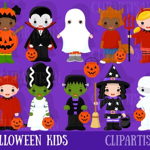 Halloween Kids Costume Clipart, Trick or Treat Graphics, Frankenstein ...