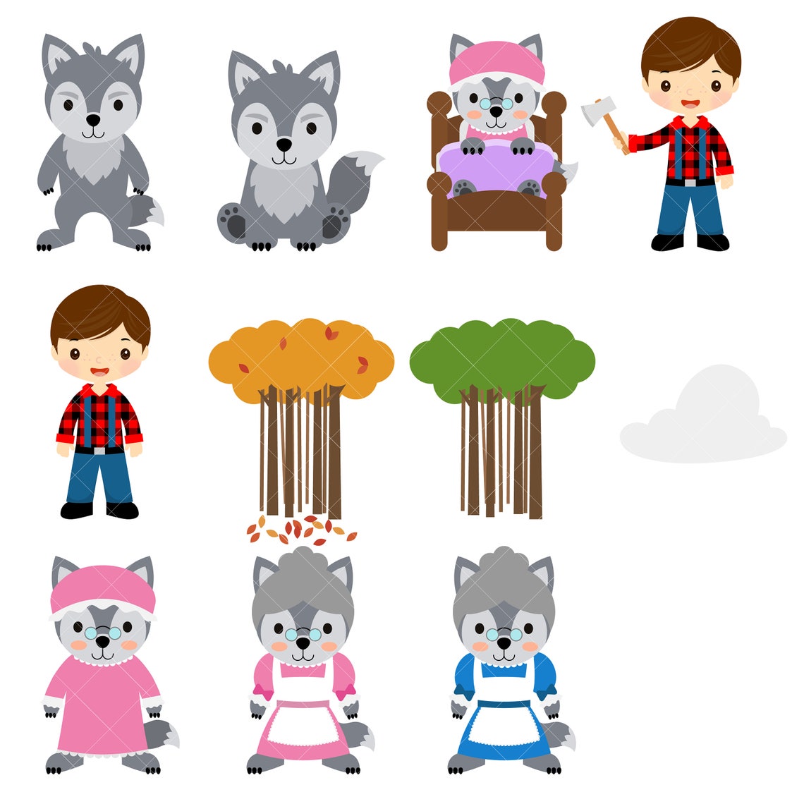 Little Red Riding Hood Clipart / Fairytale Clip Art - Etsy