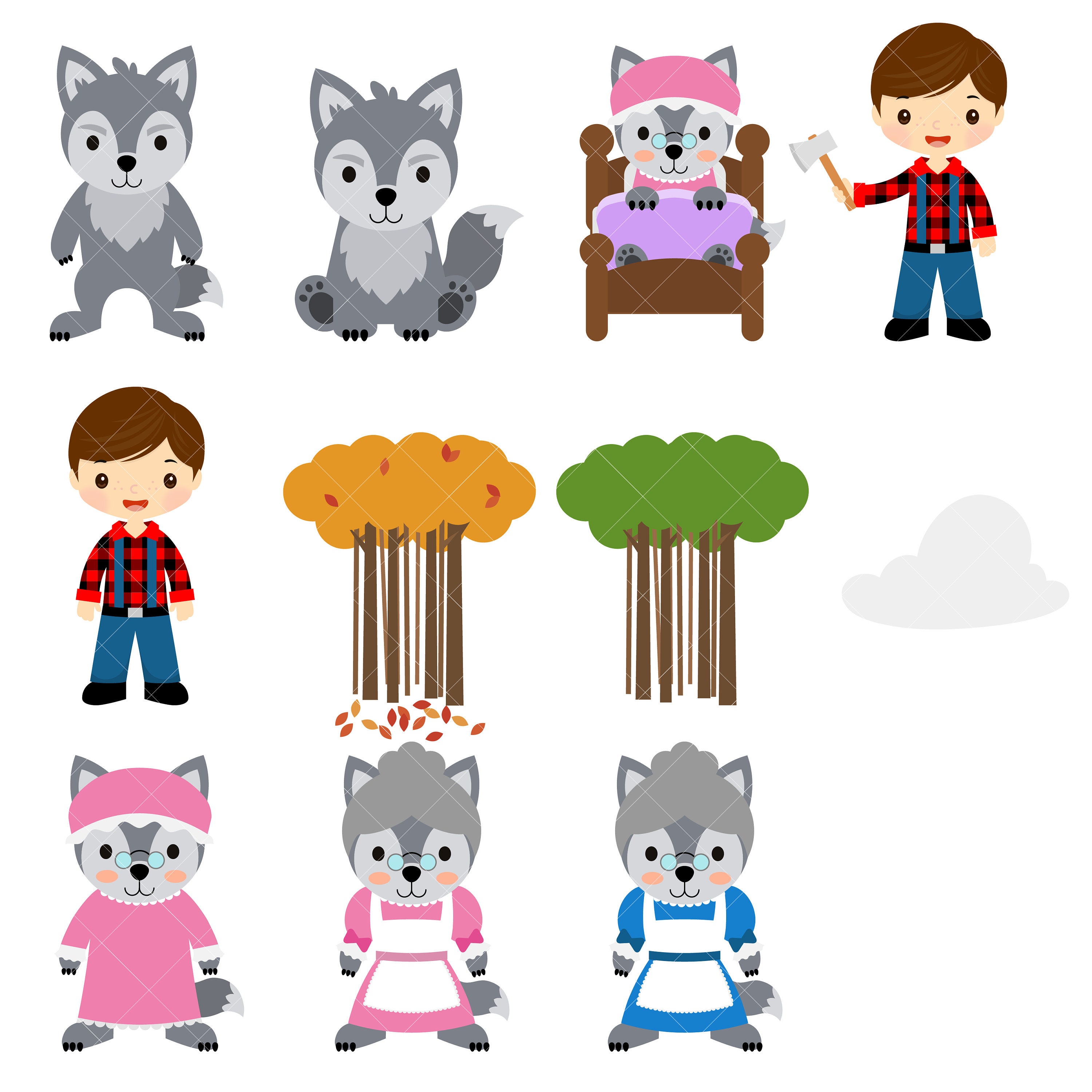 Little Red Riding Hood Clipart / Fairytale Clip Art - Etsy