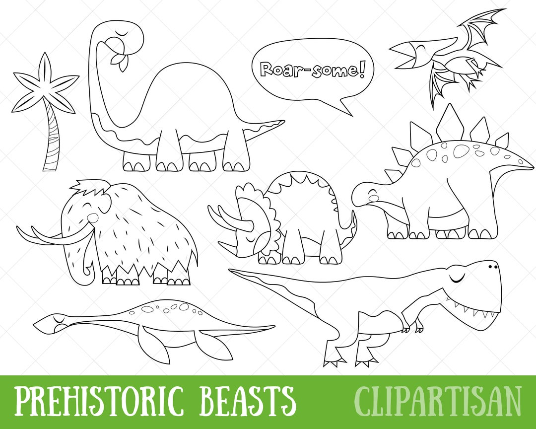Dinosaur Clipart | Prehistoric Animals Digital Stamps | PNG | EPS - Etsy