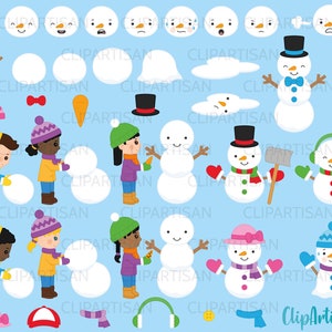 Winter Kids Clipart Bundle, Snow Day, Christmas, Build a Snowman ...