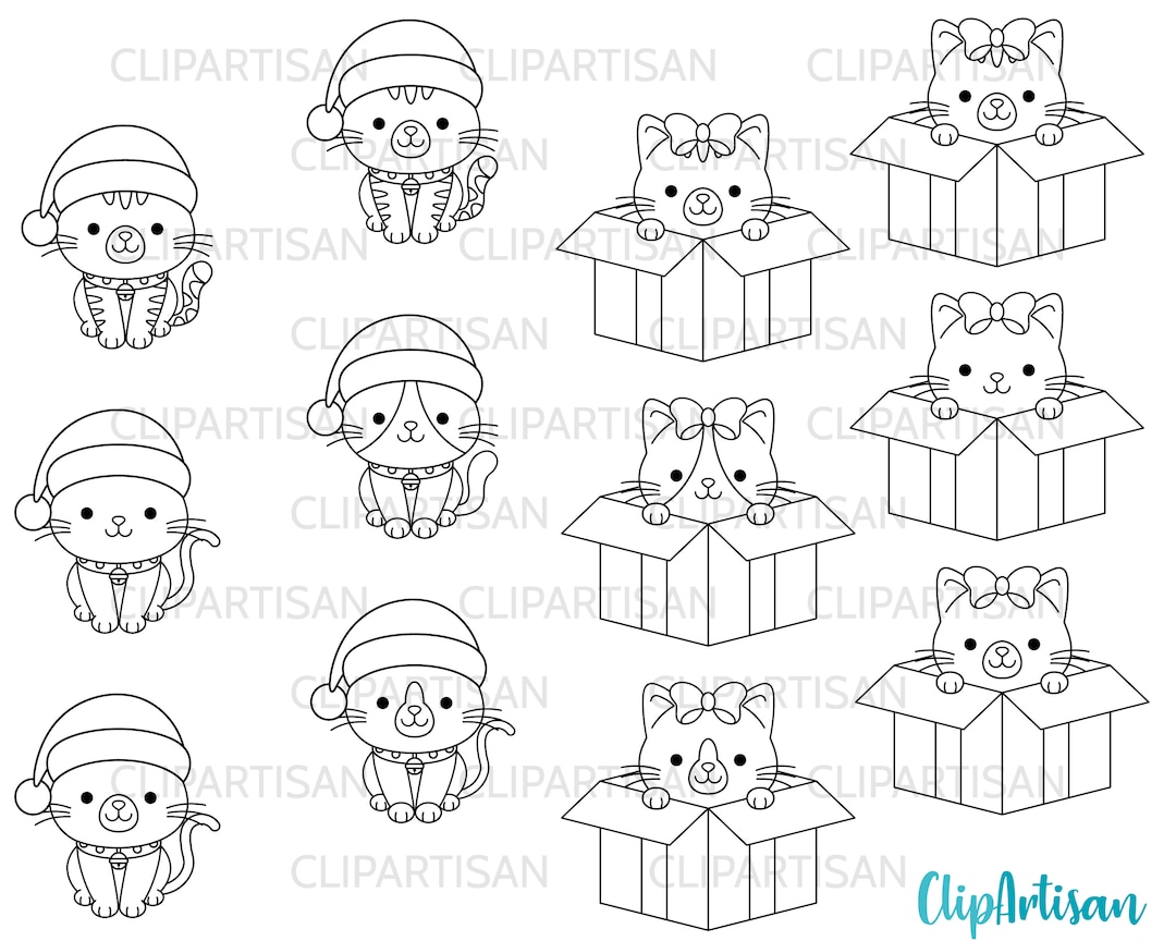 Christmas Cats Clipart Meowy Christmas Kittens Kitty Cats Kitties Pets ...