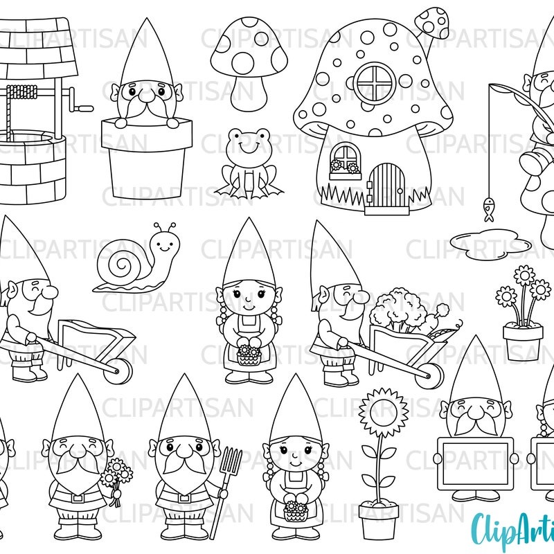 Gnome Digital Stamps - Etsy