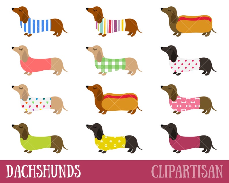 Dachshunds Clipart Sausage Dogs Clip Art Weiner Dogs | Etsy UK