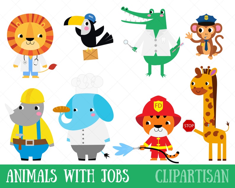 Community Helpers Clipart | Animals With Jobs - Etsy UK