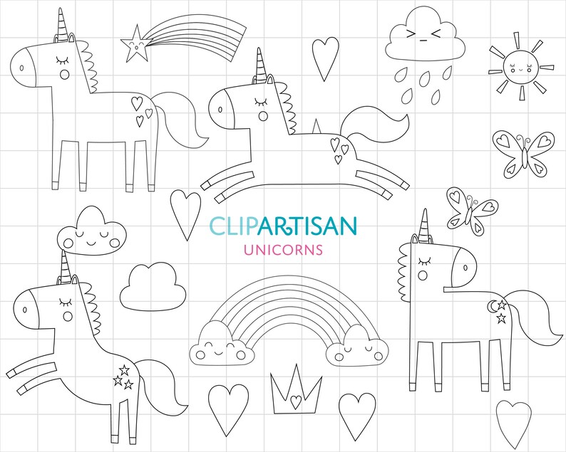 Unicorn Clipart | Unicorns Digital Stamp | PNG | EPS - Etsy