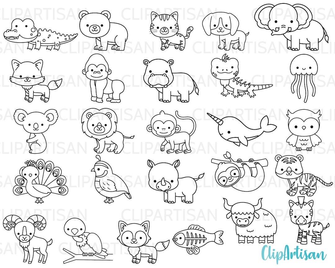 Animals A to Z Clipart, Animal Alphabet Digital Stamps, Cute Nursery ...