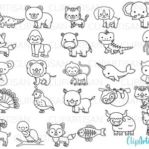 Animals A to Z Clipart, Animal Alphabet Digital Stamps, Cute Nursery ...