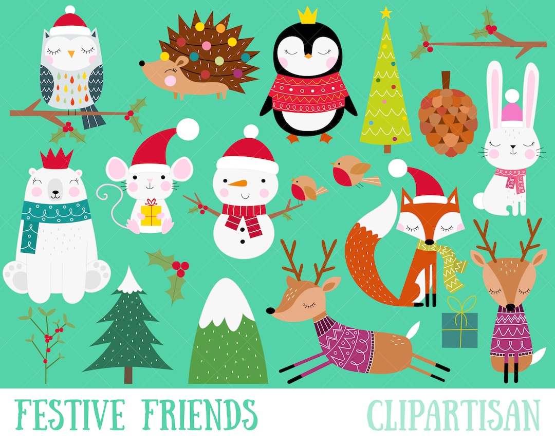 Christmas Animals Clipart | Festive Holiday Animals Clip Art ...
