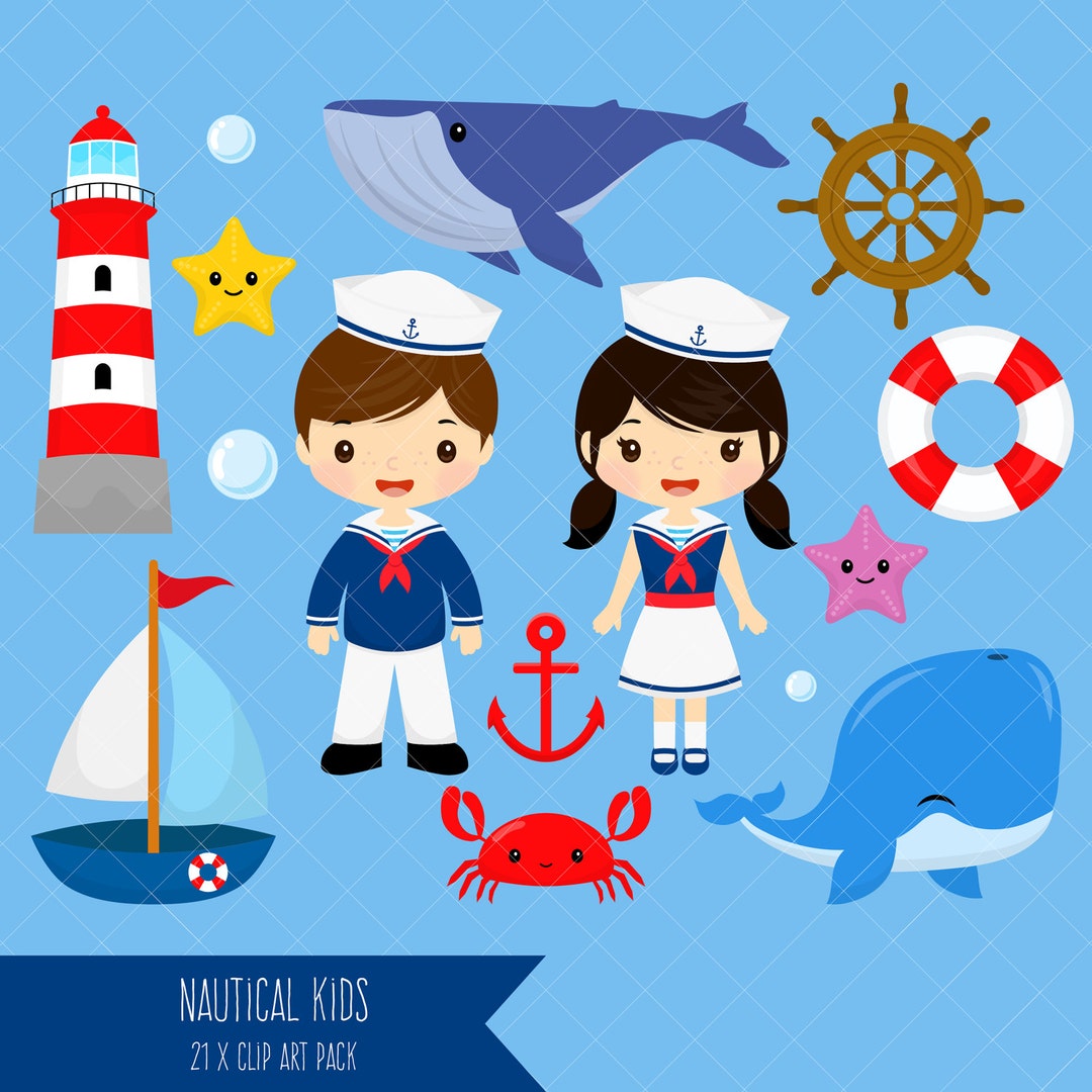 Nautical Kids Clipart / Sailor Boy Clip Art / Sailor Girl Clip Art - Etsy