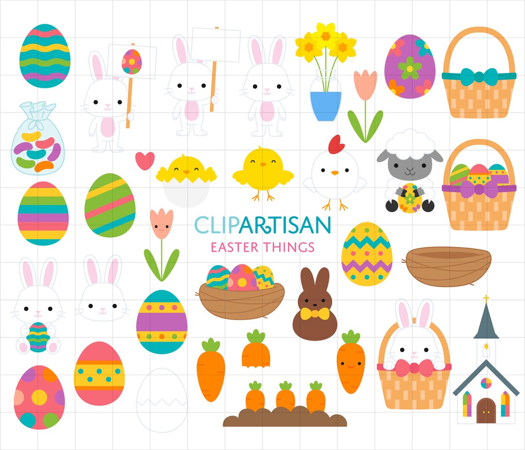 Easter Clipart, Easter Bunny, Easter Chick, Easter Egg, Easter Basket ...