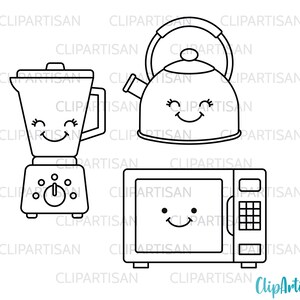 Kawaii Kitchen Digital Stamps , Cute Kitchen Cooking Clip Art Set ...