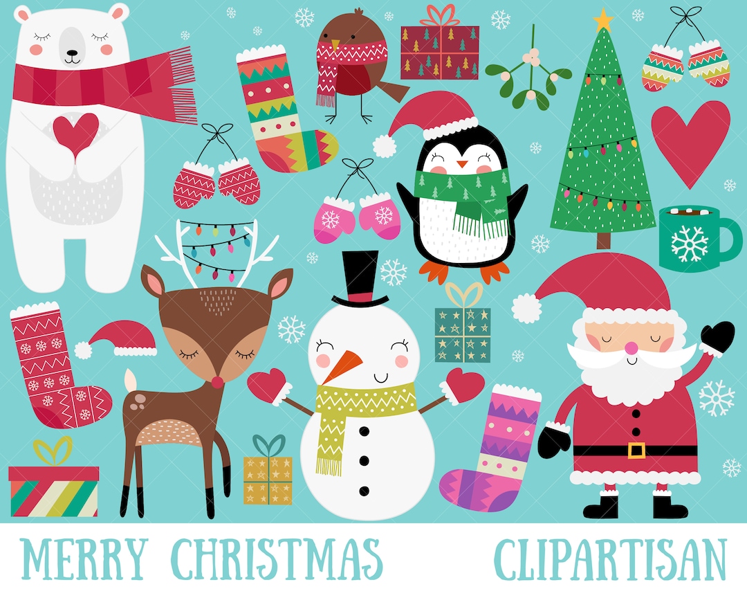 Christmas Clipart | Merry Christmas Clip Art | Santa Printable - Etsy