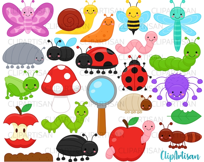 Bugs and Insects Clipart Set / Ant PNG / Cute Butterfly / Bee ...