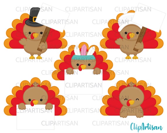 Turkey Day Clipart Thanksgiving Turkey Signs Labels Toppers - Etsy