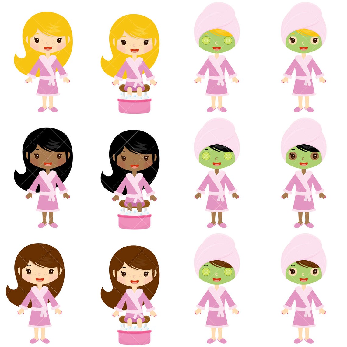 Spa Girls Clipart / Spa Party Clip Art / - Etsy UK