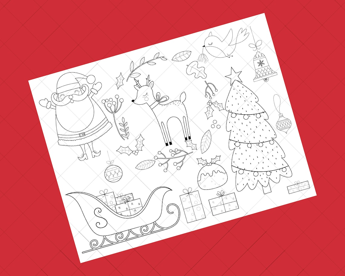 Christmas Clipart Digital Stamps Pack 2 Santa's Sleigh - Etsy