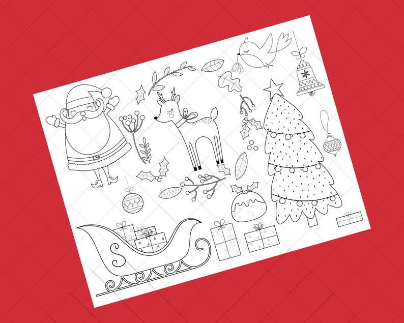 Christmas Clipart Digital Stamps Pack 2 Santa's Sleigh - Etsy