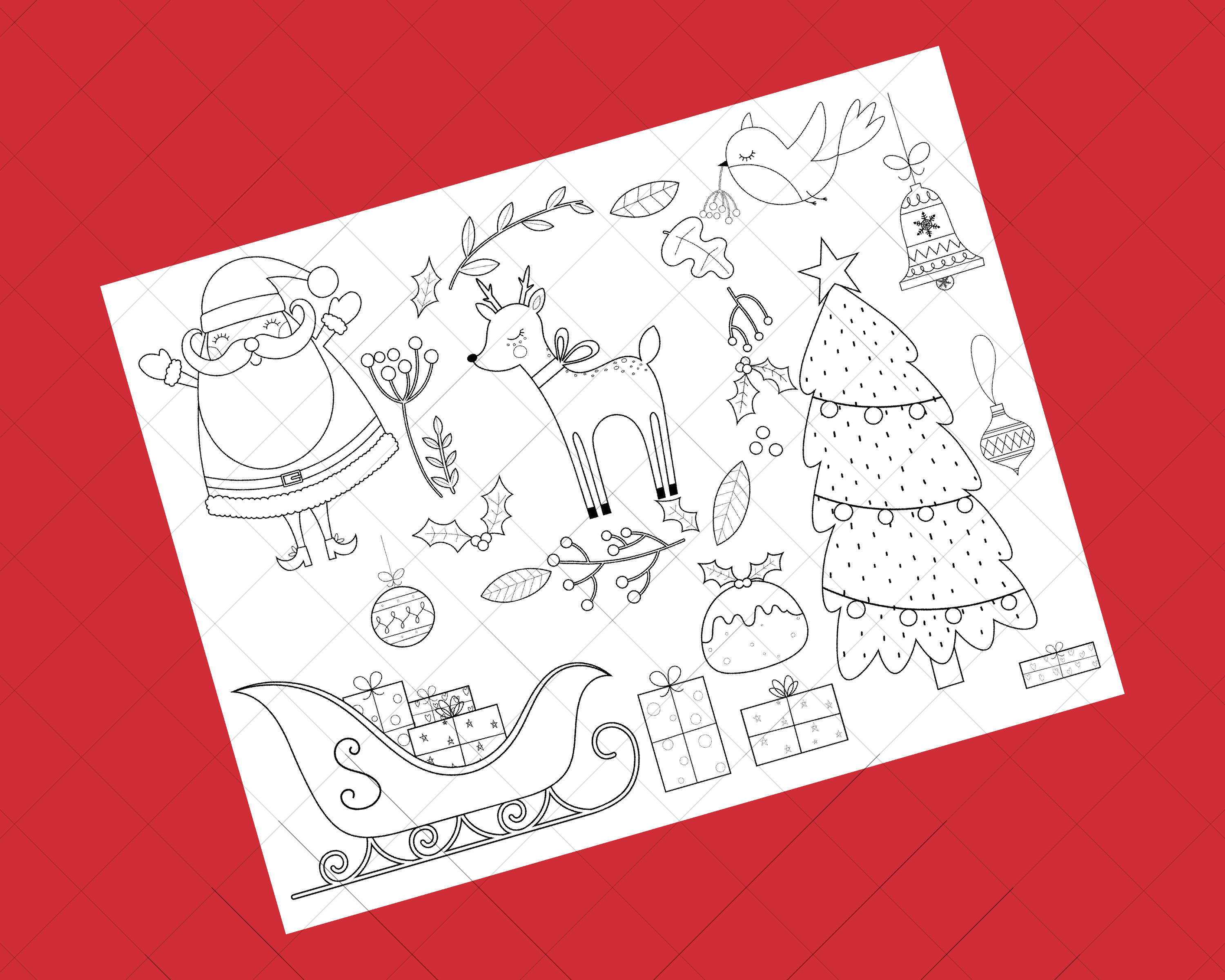 Christmas Clipart Digital Stamps Pack 2 | Santa's Sleigh Clip Art ...