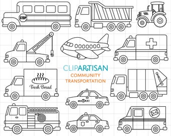Transportation Clipart, Community Vehicles, Cars Clip Art, Truck, Van ...