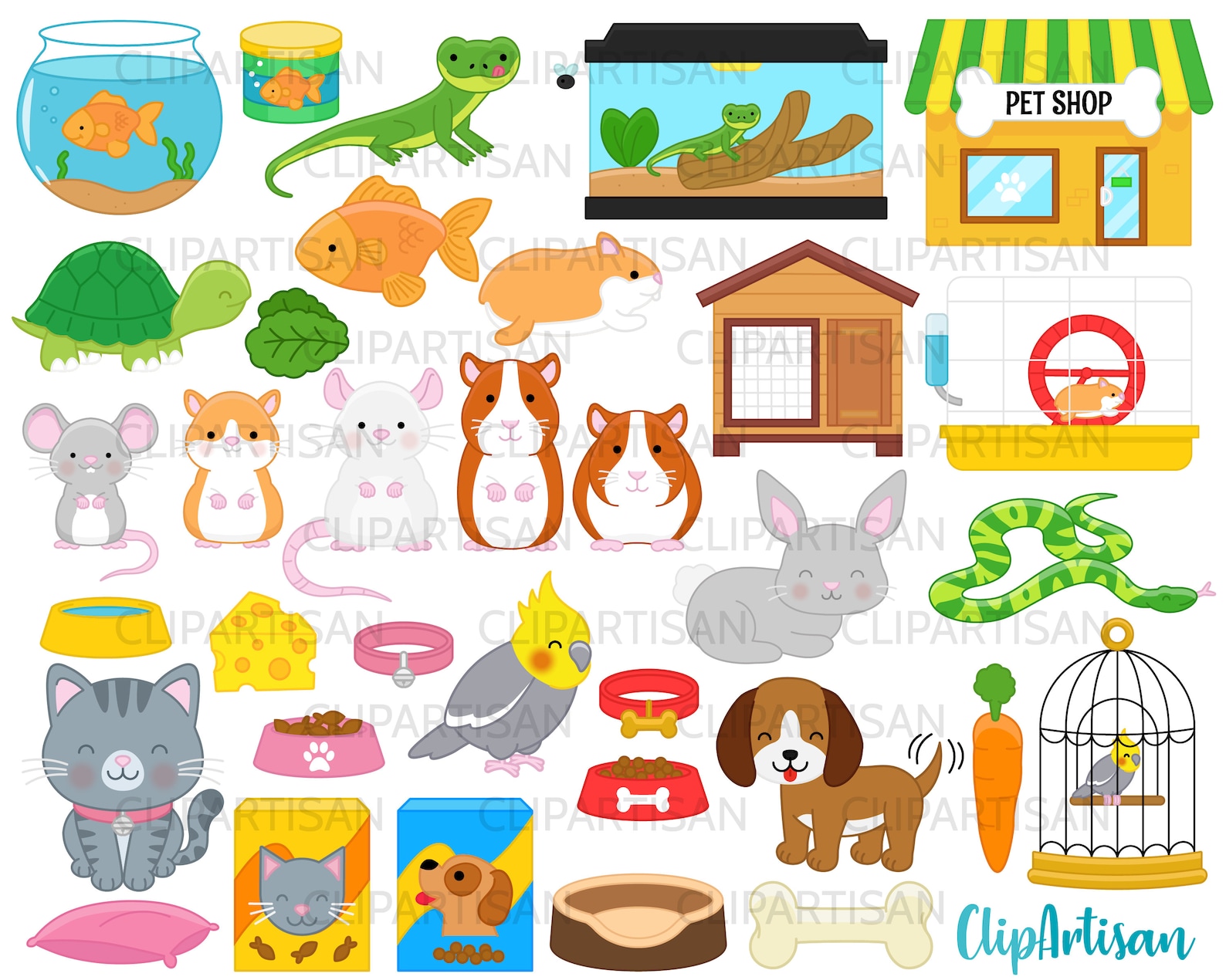 Pets Clipart, Pet Shop Clip Art, Cute Pets, Puppy, Kitten, Cat, Dog ...
