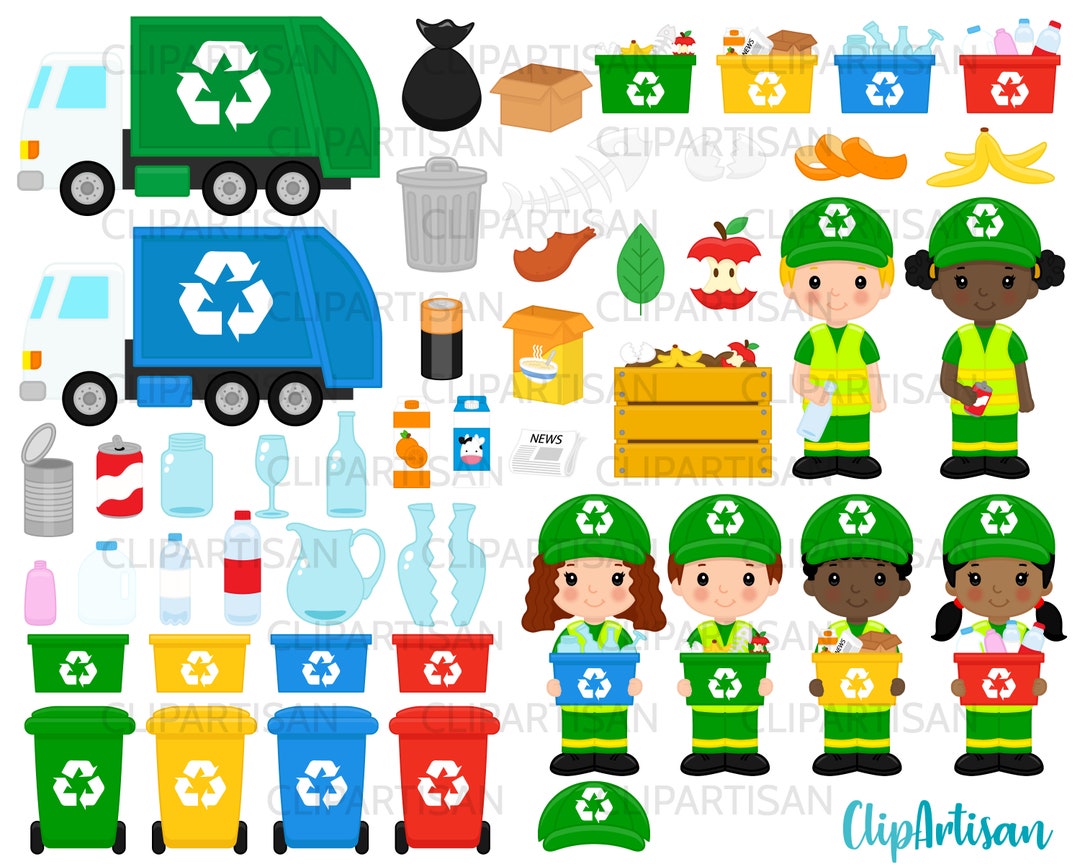 Recycling Clip Art, Garbage Truck Clipart, Earth Day, Community Helpers ...