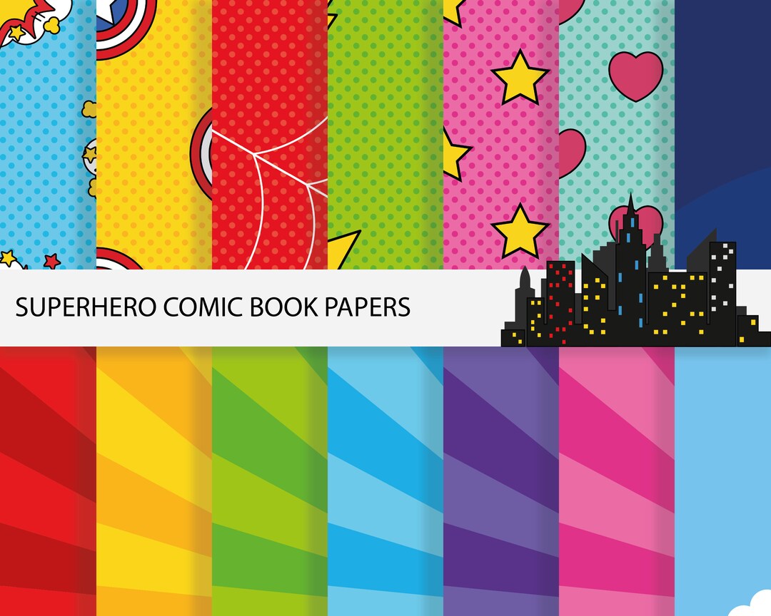 Comic Book Digital Papers, Superhero Comic Background, Comic Text, 12 ...